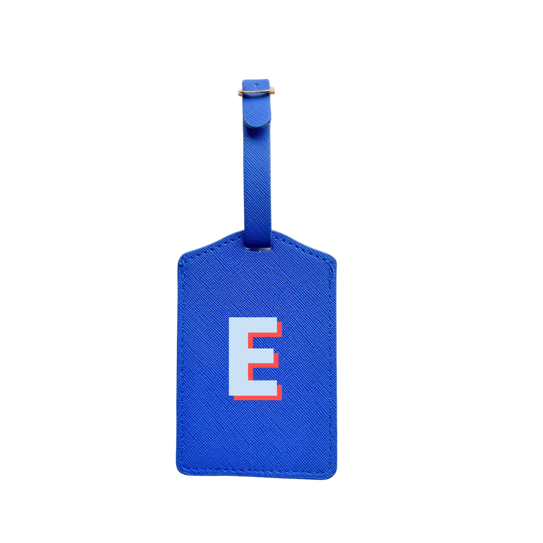 Personalized Vegan Luggage Tag | Blue | Single Monogram